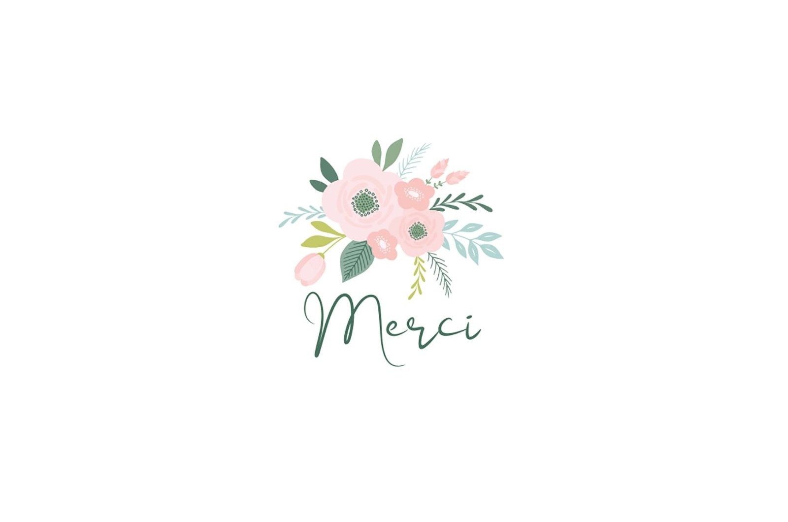 Autocollant Merci floral - 60 pièces - Une Jolie Fête
